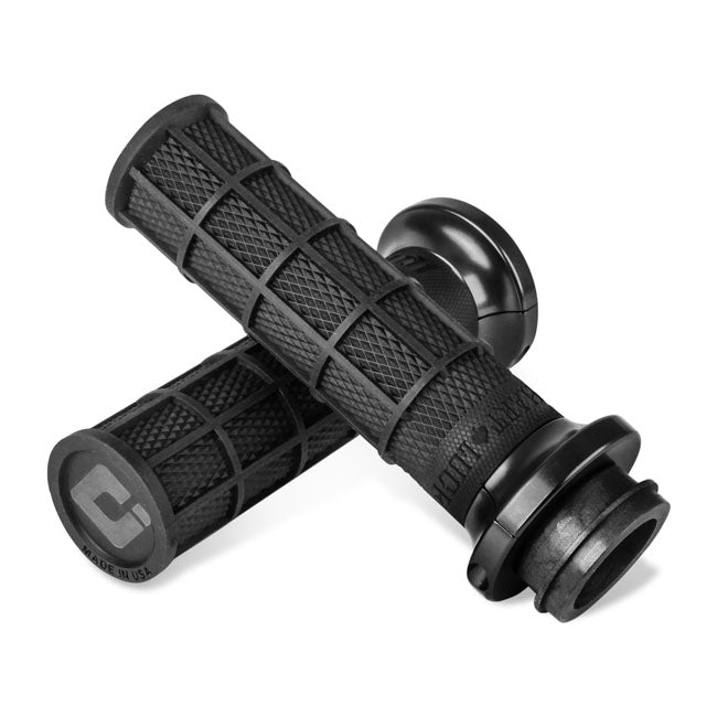 ODI, Hart-Luck Full-Waffle Black Lock-On Cable Grips for Harley Davids ...